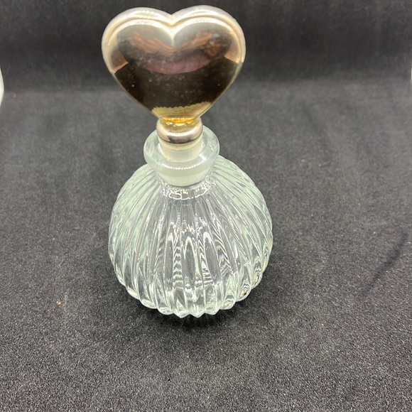 Other | Vintage Glass Perfume Bottle With Gold Plated Heart Shape ...